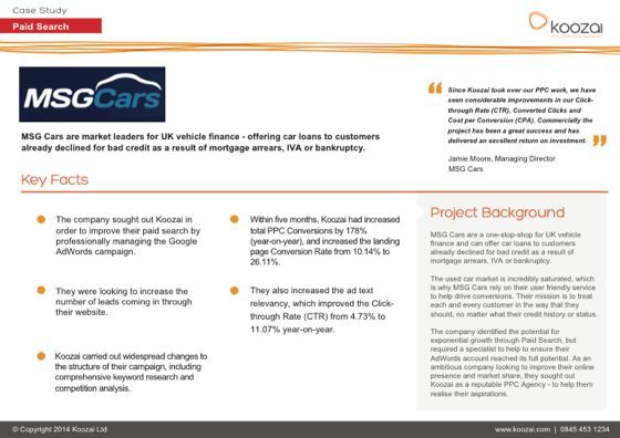 MSG Cars | Koozai.com